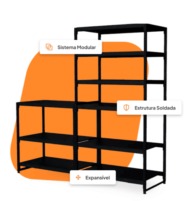 Estante de Aço Modular Prateleira de MDF Preta Complementar - Easytoque ...